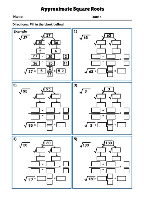 Estimating Square Roots Worksheets Firstworksheets