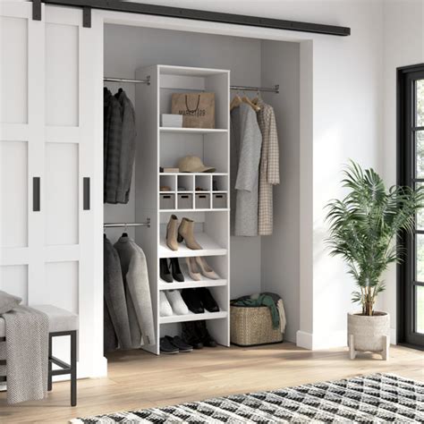 Bestar Carina 24w Closet Organizer With Shoe Shelves Clothing Rods And