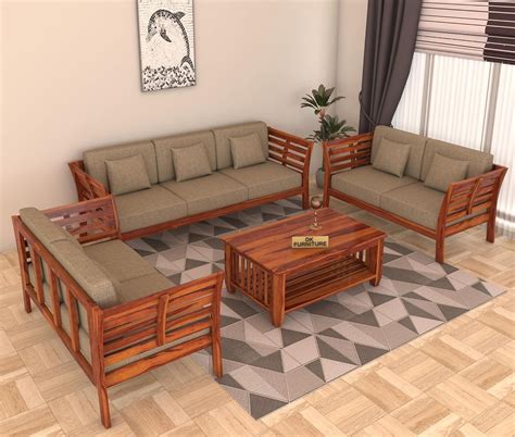 Sohram Decor Solid Sheesham Wood 7 Seater Sofa Set For Living Room