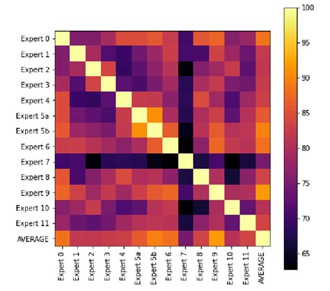 Agreement Matrix Between All Experts And Compared To The Average Image