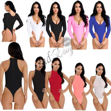 Sexy Women Wet Look High Cut Thong Leotard Crotchless Lingerie Jumpsuit