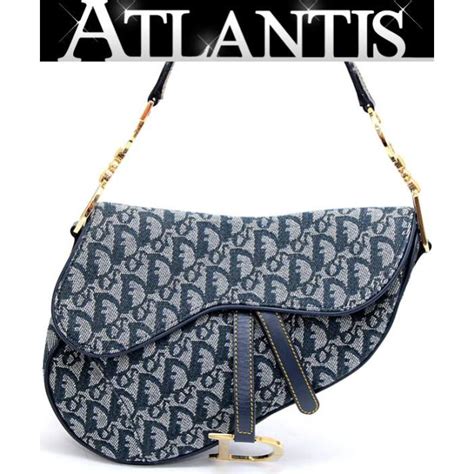 Christian Dior ディオール トロッター シルクイン サドルバッグ セミショルダー ネイビー キャンバス Atlantis
