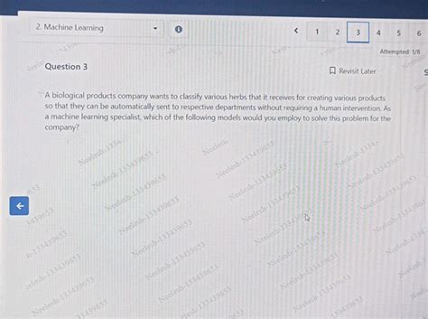 2 Machine Learning 1 1 2 3 4 5 6 Attempted 1 StudyX