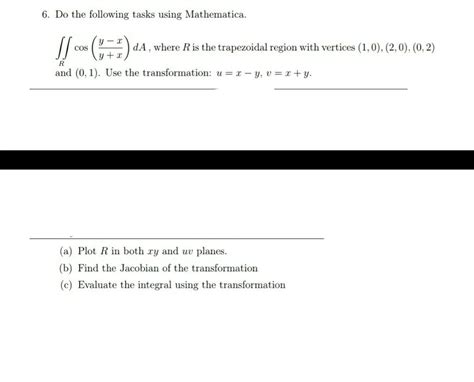 Solved 6 Do The Following Tasks Using Mathematica Cos