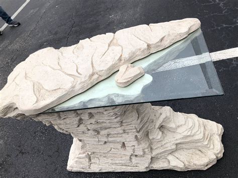 Vintage Faux Rock Stone Console Table For Sale At 1stDibs