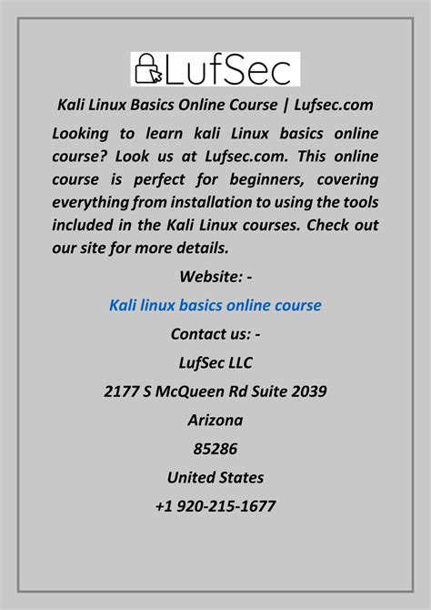 Ppt Kali Linux Basics Online Course Lufsec Powerpoint Presentation