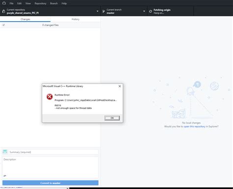 runtime error r6016 not enough space for thread data · issue 5356