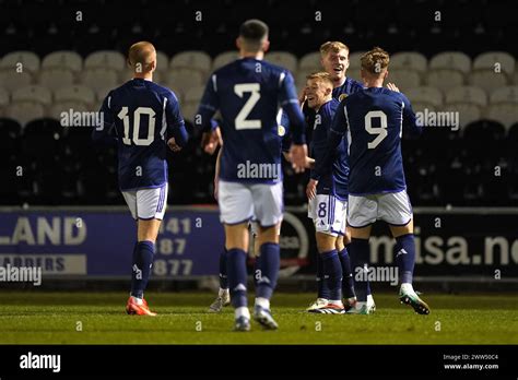 Scotlands Josh Doig Hidden Celebrates Scoring Their Sides First Goal Of The Game With Team