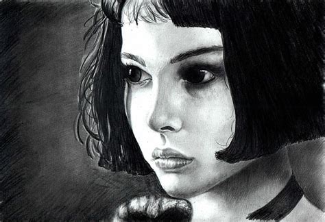 검은 색과 회색 여자 그림 눈 보기 머리 초상화 그림 여배우 검정색과 흰색 소녀 나탈리 포트만 레온 마틸다