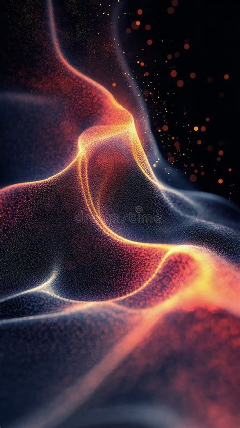 Fluid Patterns With Glowing Elements Create A Mesmerizing Visual Effect In Dark Settings Stock