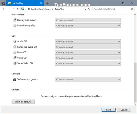 Reset AutoPlay Settings To Default In Windows 10 Tutorials