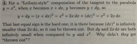 Solved 4 For A Leibniz Style Computation Of The Tangent