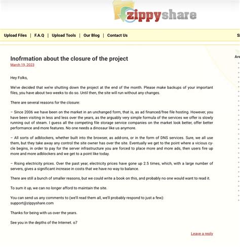 La Biblioteca De Immadon Cierra ZippyShare Libro De Quejas Y