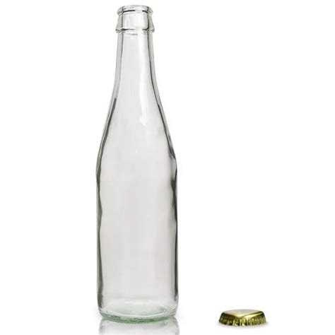 330ml Clear Glass Homebrew Bottle And Gold Crown Cap Ampulla Ltd