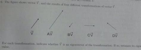 the figure shows vector v and the results of four