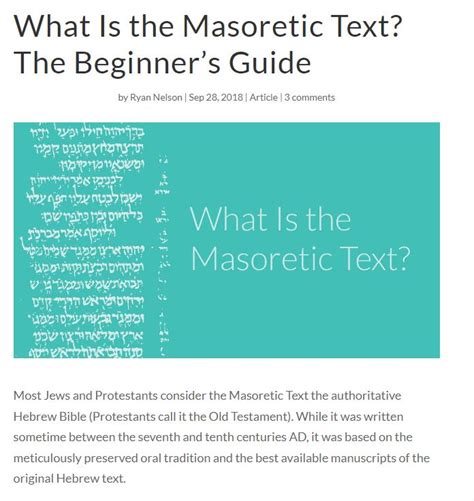 What Is The Masoretic Text Beezone Library