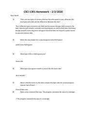 CSCI 1301 Homework Docx CSCI 1301 Homework 2 2 2020 Ryan Davit 1