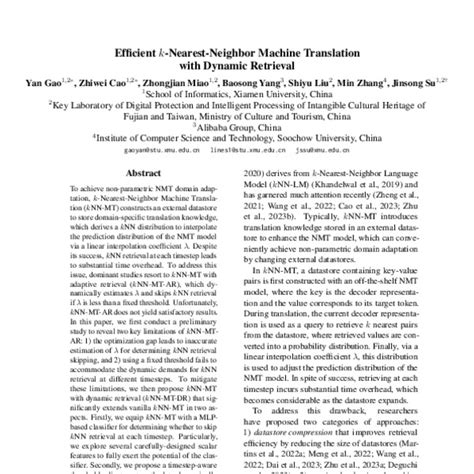 Efficient K Nearest Neighbor Machine Translation With Dynamic Retrieval Acl Anthology