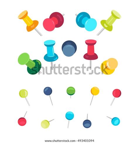 Set Push Pins Different Colors On Stock Vector Royalty Free 493401094