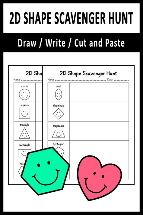 2d And 3d Shape Scavenger Hunt Draw Write Cut And Paste Math