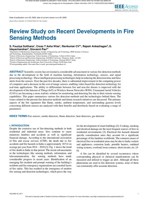 PDF Review Study On Recent Developments In Fire Sensing Methods