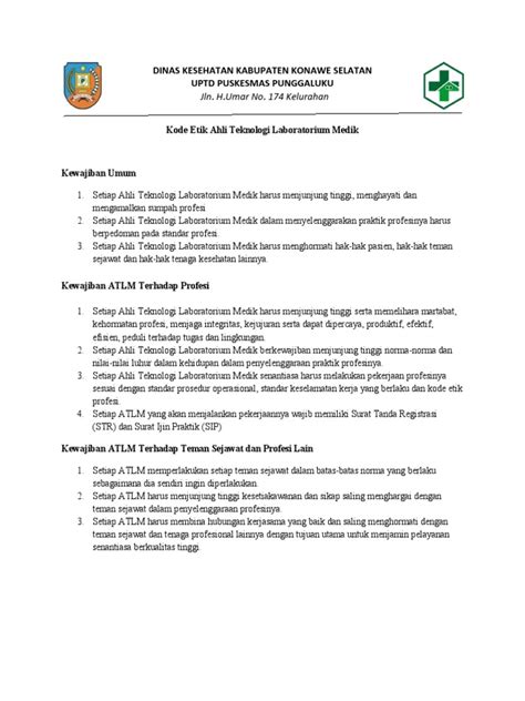 Kode Etik Ahli Teknologi Laboratorium Medik Pdf