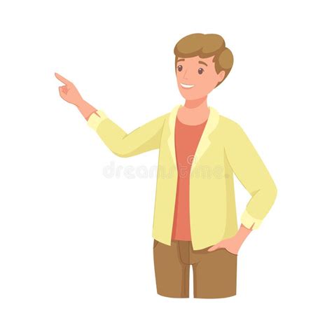 Man Character Indicating Something Pointing With Index Finger As Hand