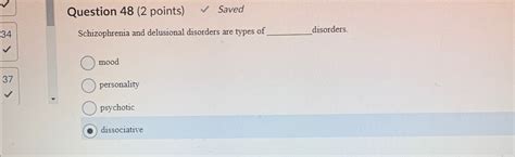 Solved Question 48 2 Points SavedSchizophrenia And Chegg