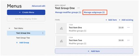 Creating Menus Groups Subgroups And Items In The Menu Builder