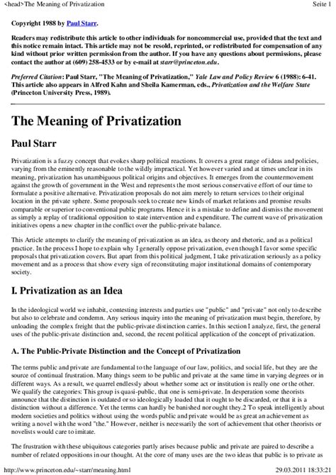 Pdf The Meaning Of Privatization