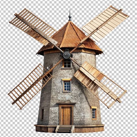 A Old Windmill On Transparent Background Premium AI Generated PSD