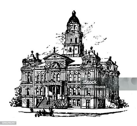 미국 오하이오의 랜드마크 및 회사의 골동품 삽화 세인트 클레어스빌 벨몬트 카운티 법원 19세기에 대한 스톡 벡터 아트 및 기타 이미지 19세기 19세기 스타일 건물