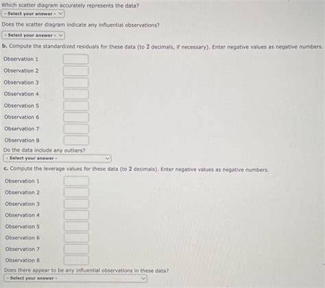 Solved Consider The Following Data For Two Variables X And