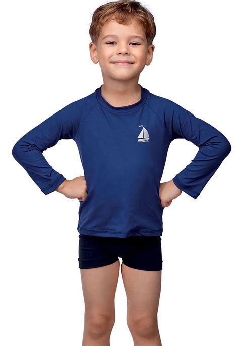 Blusa De Praia Infantil Uv Demillus 93016 Marinho Azul