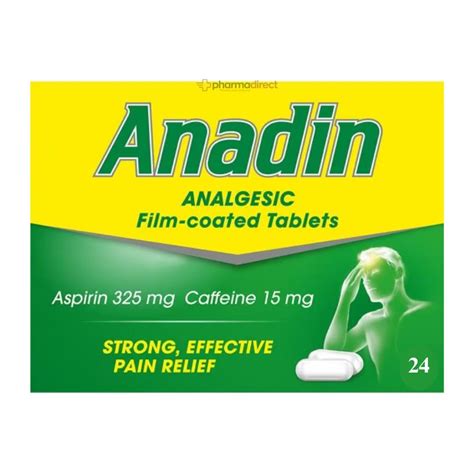 Anadin Asprin 325mg Caffine 15mg Tablets 24 Pack