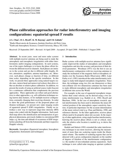 Pdf Phase Calibration Approaches For Radar Interferometry And Imaging Configurations