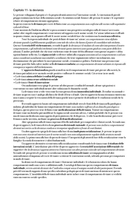 La Devianza Riassunti Completi Del Libro Integrati Con Le Lezioni