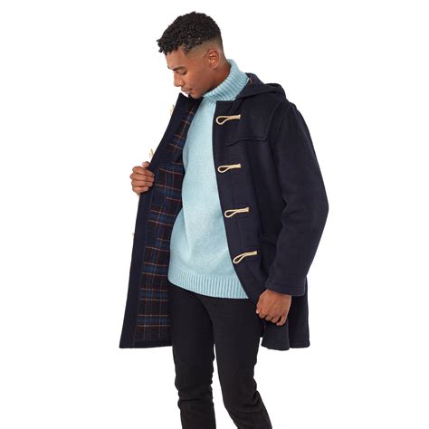 Mens Duffle Coat Classic Fit Navy Wooden Toggles Original