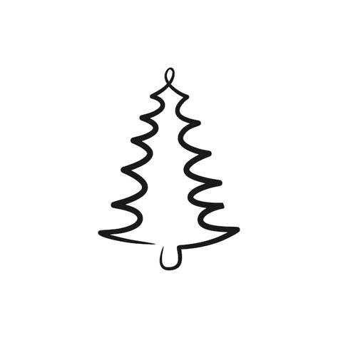 연속 선 그리기 크리스마스 트리 Xmas 트리 한 선 그리기 프리미엄 벡터