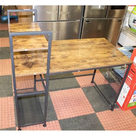 Newly Assembled Desk W 4 Side Shelves