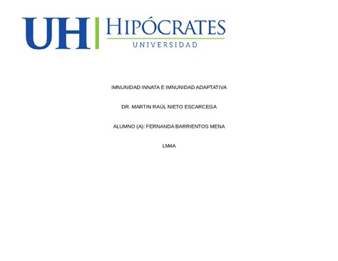 Inmunidad Innata E Adaptativa Apuntes De Inmunología Docsity