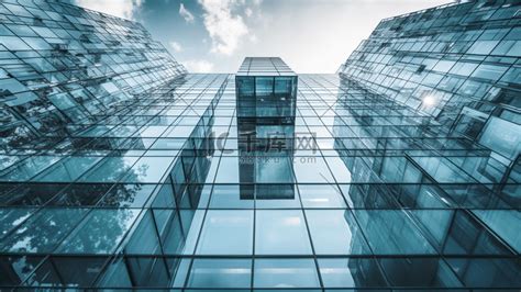 玻璃建筑的小角摄影高清摄影大图 千库网