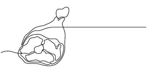 Pork Knuckle Continuous Line Drawing Set One Line Art Of Meat Meat On