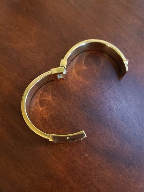 Mk Designer Gold Simulated Tortoise Hinged Bangle Bra Gem