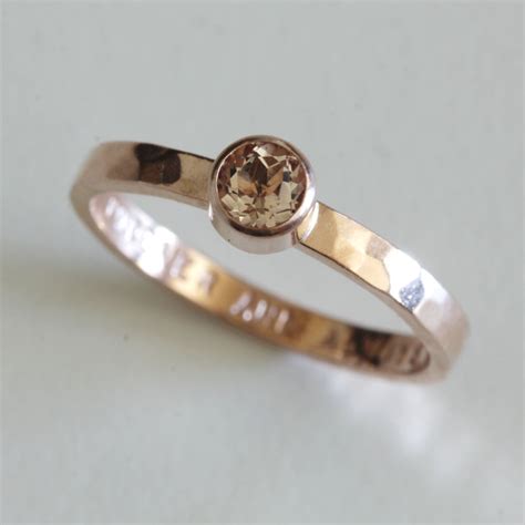 14k Solid Yellow Gold Hammered Ring Praxis Jewelry
