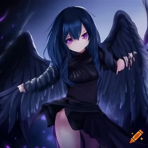 Anime Girl With Blue Hair And Purple Eyes