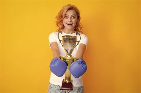 Premium Photo Cheerful Woman Celebrating Victory Woman In Boxing