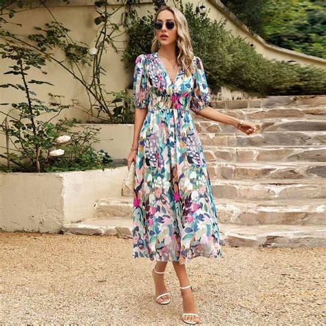 Lg459 Summer Dress With Elegant Waist And Deep V Neck Buy On Flylink