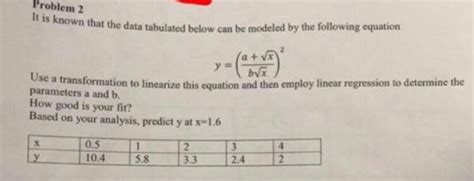 solved problem 2 it is known that the data tabulated be at