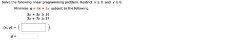 solved solve the following linear programming problem